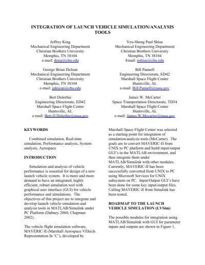 Integration Of Launch Vehicle Simulation Analysis Tools