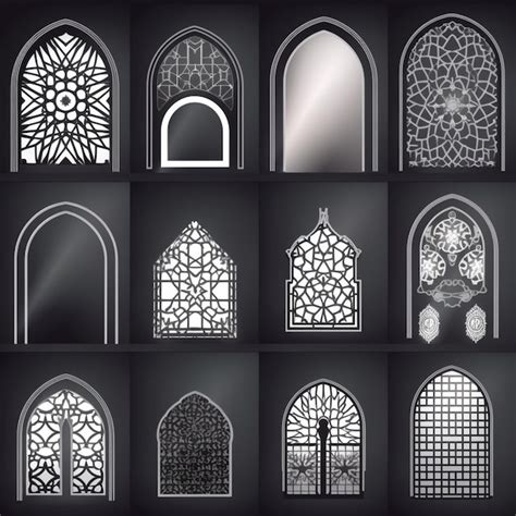 A Set Of Arabic Window Designs In Different Styles And Sizes Generative