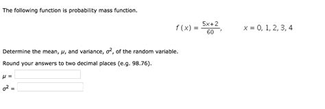 Solved Determine The Mean And Variance Of The Random Chegg