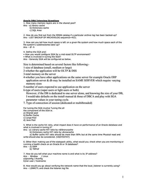 Qdoctipsoracle Dba Interview Questionspdf Operating Systems Computer Software And