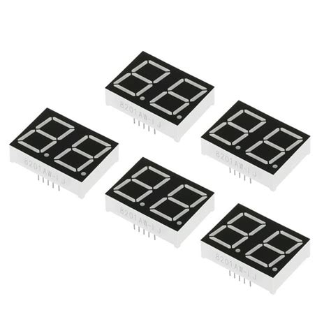 Uxcell Common Cathode 7 Segment 10 Pin 2bit 3 3v Led Display Digital Tube White 5 Pack