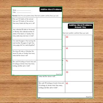 Addition Word Problems Within 100 One Step Word Problems By Laguna Teach