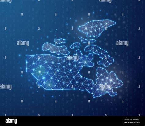 canada polygonal symbol with binary code background canada map concept