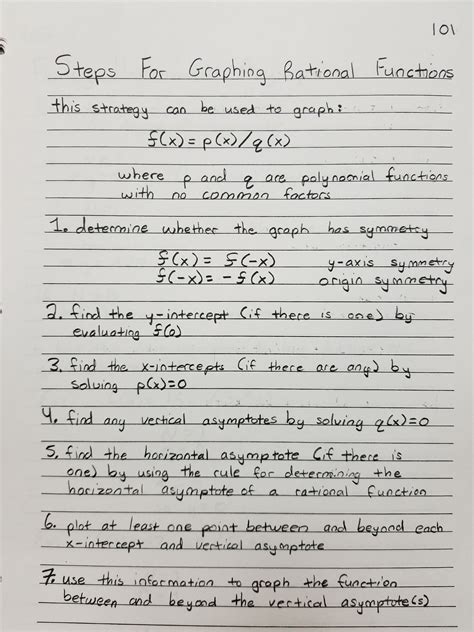 Steps For Graphing Rational Functions