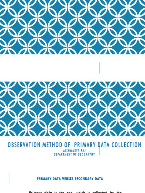 Primary And Secondary Data Observation Method Aishwarya Raj Pdf Observation Data