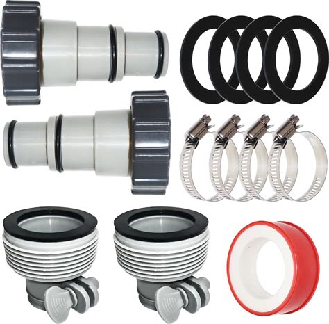 4 Pack Pool Hose Adapter With Clamp Washer 2 Types Conversion Connector Replacement