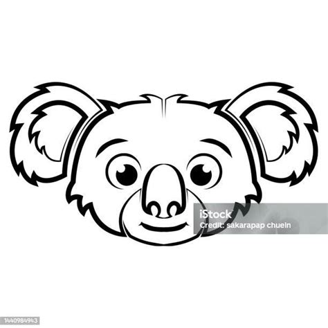 코알라 헤드의 흑백 라인 아트 기호 마스코트 아이콘 아바타 문신 티셔츠 디자인 로고 또는 디자인에 적합합니다 가공의 인물에 대한 스톡 벡터 아트 및 기타 이미지 Istock