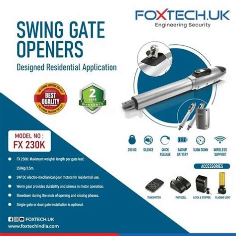 100 W Foxtech Swing Gate Opener 230 V Model Name Number 20 S At