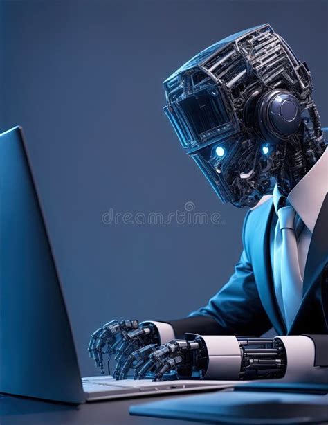 Ai Robot Replacing A Human In The Office Ai Generative Illustration Stock Illustration