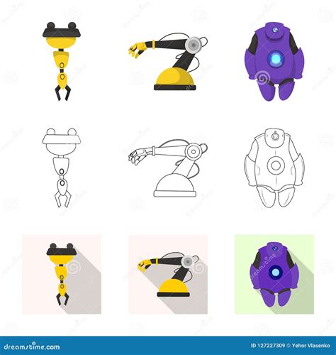 Vector Design Of Robot And Factory Icon Set Of Robot And Space Stock