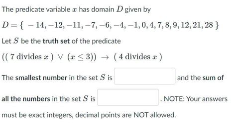 solved the predicate variable x has domain d given by d {