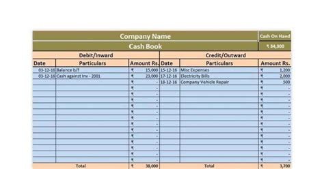 how to maintain cash book and ledger in excel for small business