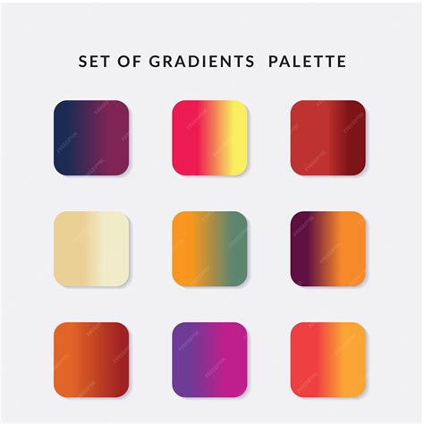 Premium Vector Set Of Gradient Colour Palette Catalog Samples In Rgb Hex