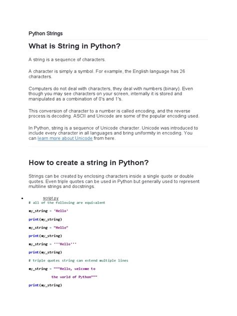 What Is String in Python? | PDF | String (Computer Science) | Encodings