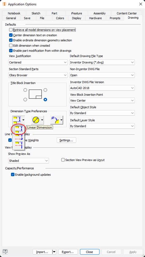 solved dimension type automatically linear diameter not parallel