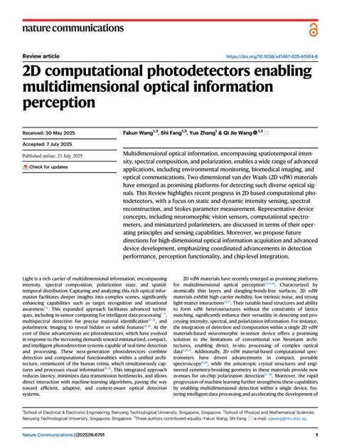 Pdf 2d Computational Photodetectors Enabling Multidimensional Optical Information Perception