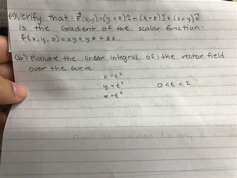 solved a verify that f vector x y y z i x