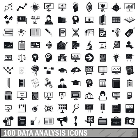 Data Analysis Icons Set Simple Style Vector Art At Vecteezy
