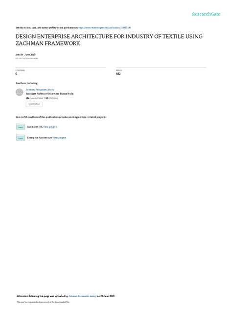 Design Textile Industry Enterprise Architecture Using Zachman Framework Pdf Enterprise