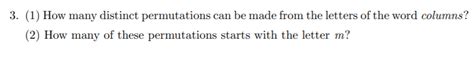 Solved How Many Distinct Permutations Can Be Made Chegg