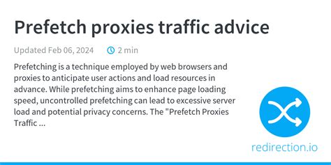 prefetch proxies traffic advice recipe