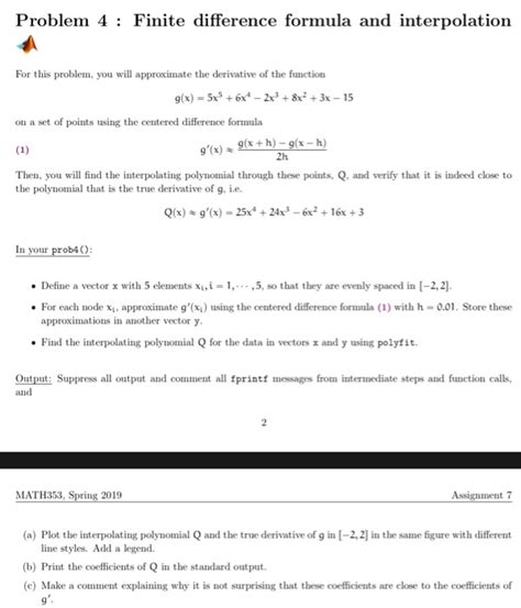 Solved Problem Finite Difference Formula And Chegg Com
