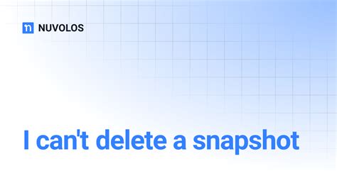 I Can T Delete A Snapshot NUVOLOS