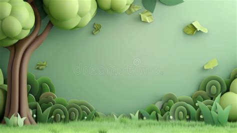Beautiful Abstract D Cartoon Tree With Border Frame Stock Illustration Illustration Of