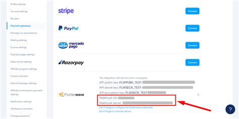 how to integrate flutterwave with help pages