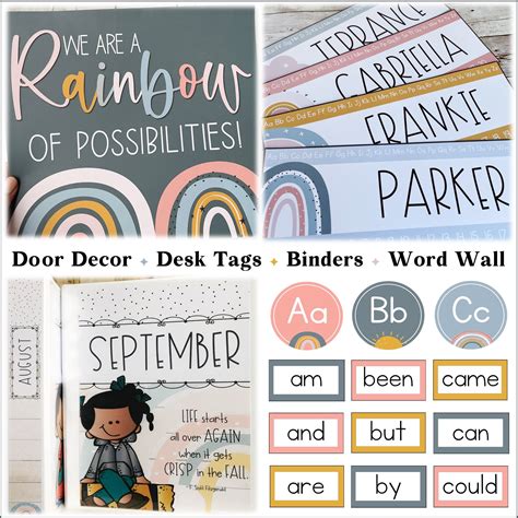 Boho Rainbow Classroom Decor Bundle Heart Of The Class