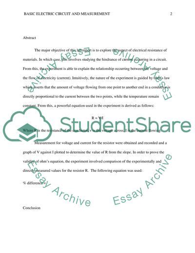 Basic Electric Circuits And Measurements Lab Report