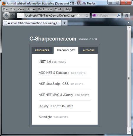 A Small Tabbed Information Box Using JQuery And CSS
