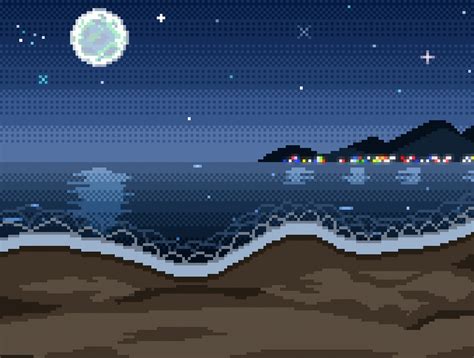 Night Beach Pixel Art