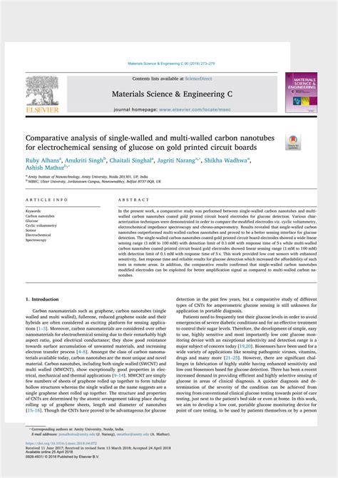 Pdf Comparative Analysis Of Single Walled And Multi Walled Carbon Nanotubes For