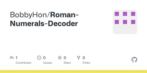 GitHub BobbyHon Roman Numerals Decoder