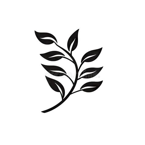 Laurel Branch Icon Minimal Twig Symbol Leaves Silhouette Tree