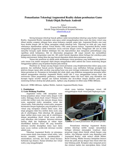 Pdf Pemanfaatan Teknologi Augmented Reality Dalam Pembuatan Game Tebak Objek Berbasis Android