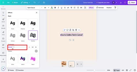 how to outline text in canva canva tutorials