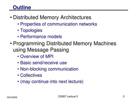 Ppt Distributed Memory Machines And Programming Powerpoint