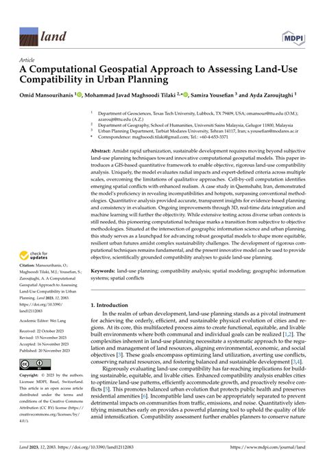 Pdf A Computational Geospatial Approach To Assessing Land Use Compatibility In Urban Planning