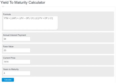 yield to maturity calculator calculator academy