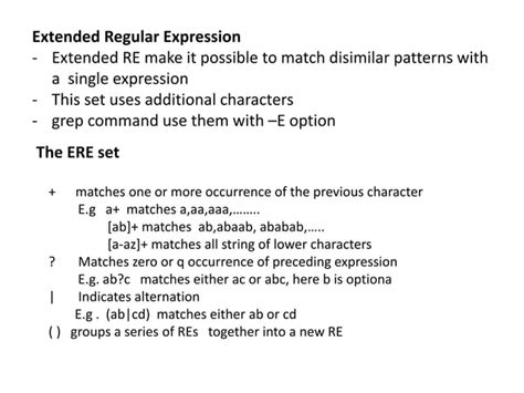 Basic Regular Expression Extended Regular Expression Ppt