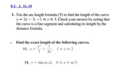 Solved Use The Arc Length Formula To Find The Length Chegg Com