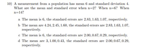 Solved 10 A Measurement From A Population Has Mean 6 And