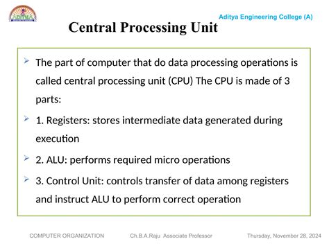 Computer Organisation Unit Presentatio PPT