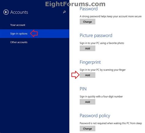 Fingerprint Add Or Remove Fingers In Windows Windows Help Forums