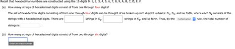 Solved Recall That Hexadecimal Numbers Are Constructed Using