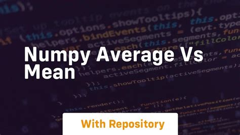 Numpy Average Vs Mean Youtube