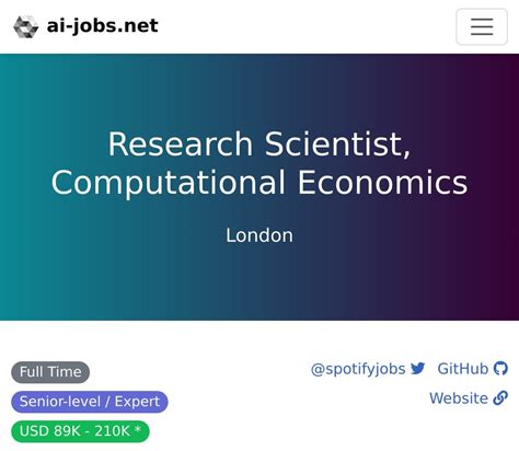 [hiring] Research Scientist Computational Economics In London R Ai Ml Jobs