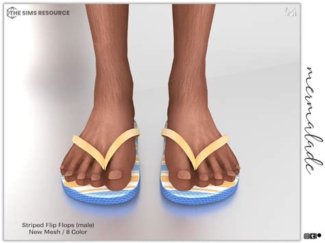 The Sims Resource Striped Flip Flop S Male In Sims Cc Shoes Striped Flip Flops